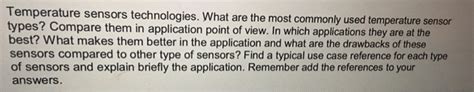 Solved Temperature Sensors Technologies What Are The Most Chegg