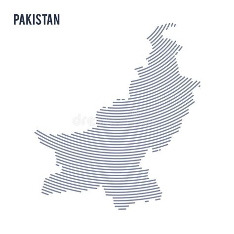 Vector Abstract Hatched Map Of Pakistan With Curve Lines Isolated On A White Background Stock