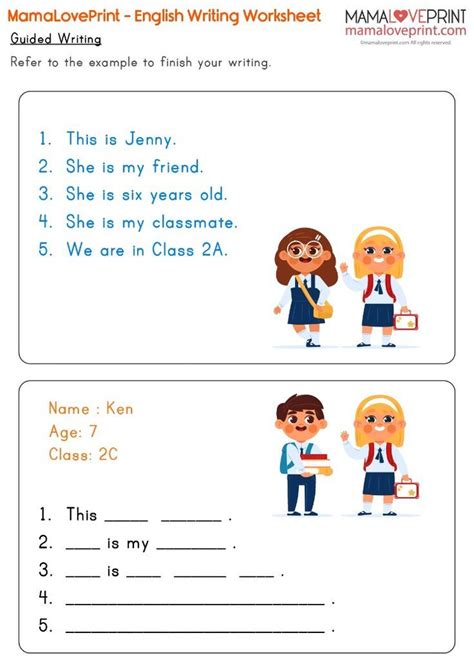 English Writing Worksheets For Grade 1