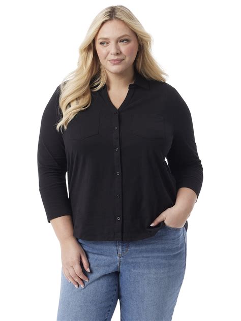 Gloria Vanderbilt Womens Plus Knit 3 4 Sleeve Shirt Sizes 0x 4x