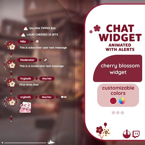 p2u customizable chat widget cherry blossom sakura dark red chatbox