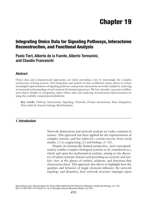 pdf integrating omics data for signaling pathways interactome