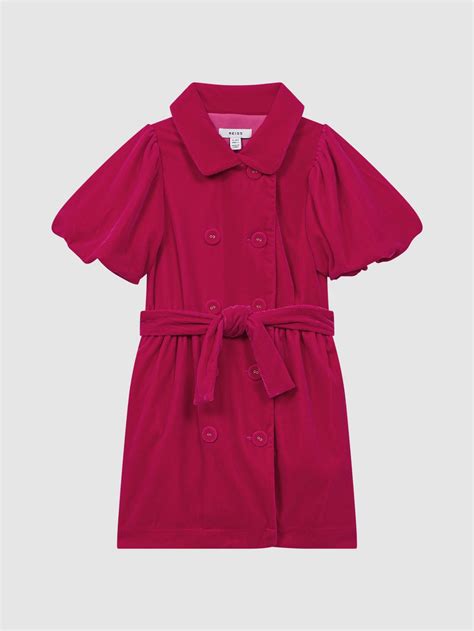 Reiss Nancy Velvet Double Breasted Dress In Pink Endource