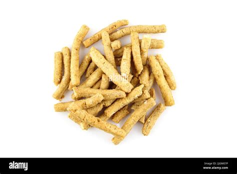 Group Of Salty Peanut Cracker Sticks Isolated On White Background Stock