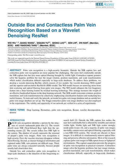 Pdf Outside Box And Contactless Palm Vein Recognition Based On A