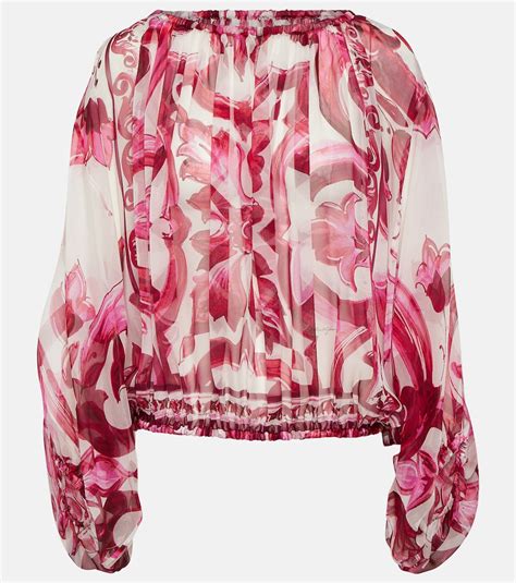 Printed Silk Chiffon Blouse In Pink Dolce Gabbana Mytheresa
