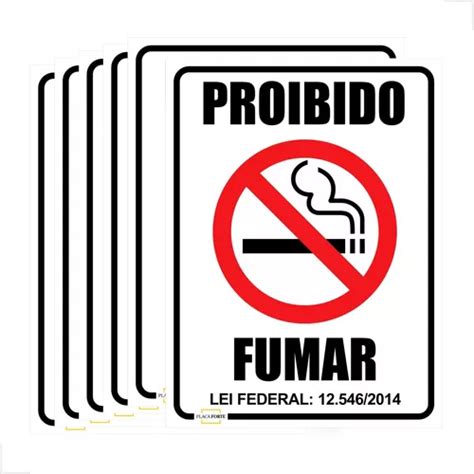 5 Placas Proibido Fumar 20x15cm Não Fume Neste Local Lei MercadoLivre