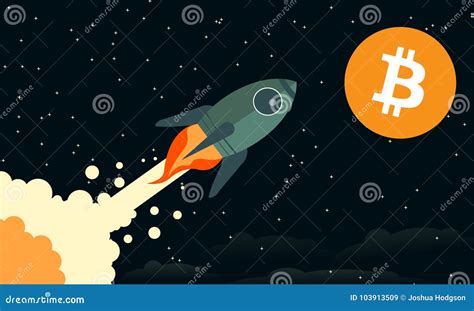 Bitcoin To The Moon Classic Rocket Concept Stock Illustration