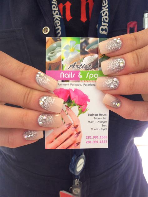 Nude Ombré Nails with Rhinestones