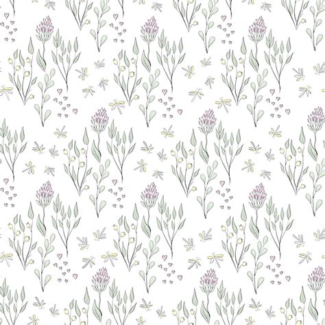 Premium Vector Hand Drawn Summer Foliage Seamless Pattern