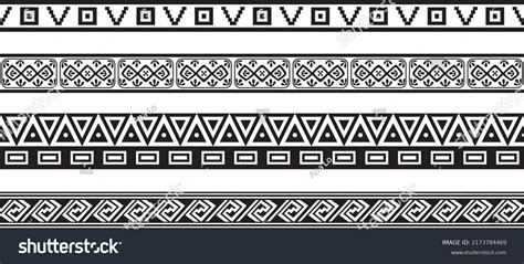 Vector Set Seamless Monochrome Geometric Indian Stock Vector Royalty