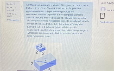 A Pythagorean Quadruple Is A Tuple Of Integers A B Chegg