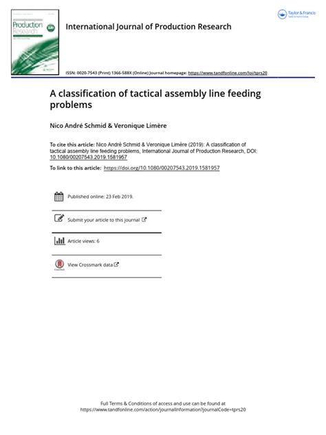2019 A Classification Of Tactical Assembly Line Feeding Problems