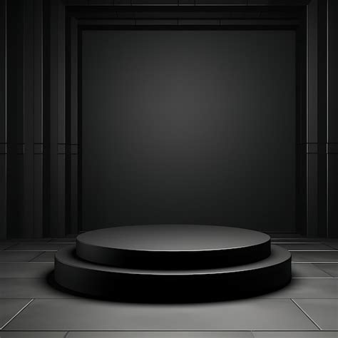 Premium Photo Empty Black Podium On Dark Background 3d Rendering