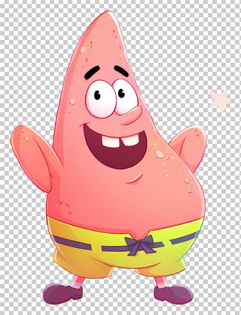Patrick Star Pink Starfish Character With Raised Arms Png Clipart