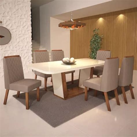 Sala De Jantar Berlim Tampo Mdf Vidro 1 80m 6 Cad Bom Pastor