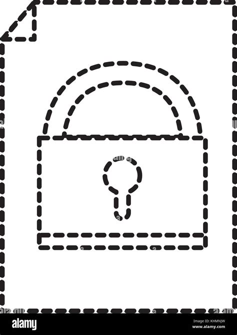 Dotted Shape Padlock Secutity Symbol Inside Paper Sheet Vector