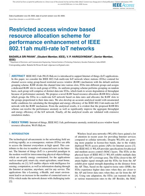 Pdf Restricted Access Window Based Resource Allocation Scheme For