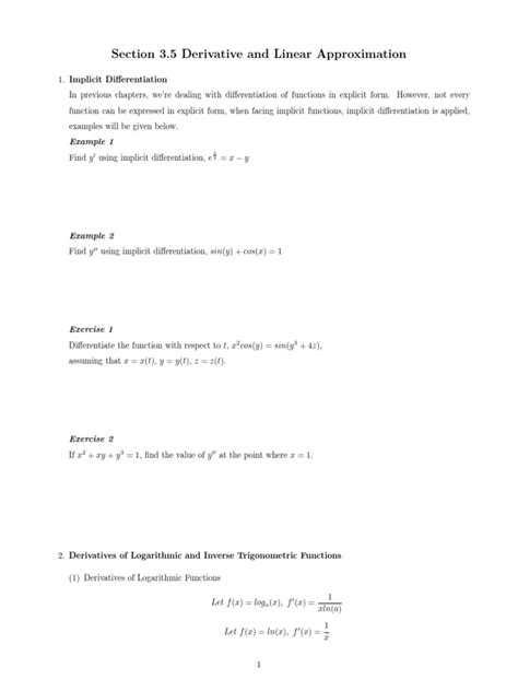 Calculus Ta Handout Pdf Derivative Function Mathematics