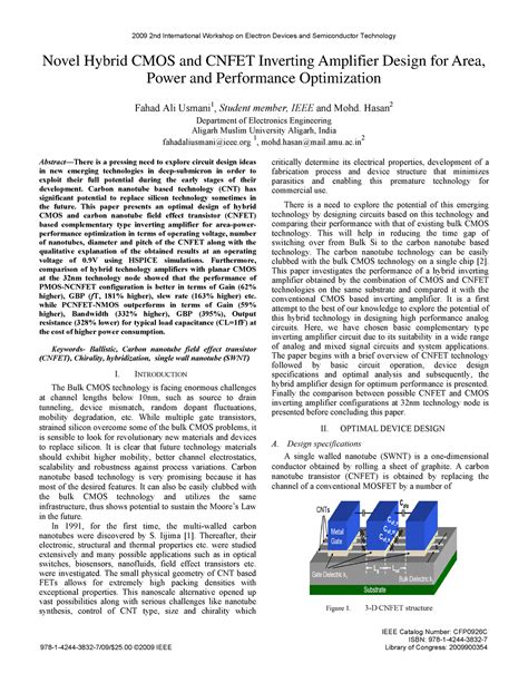 05166110 Low Power Cnfet Vlsi Paper On Low Power Electronics Novel Hybrid Cmos And Cnfet