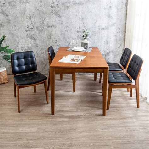 Boden 基維45尺實木餐桌椅組 柚木色一桌四椅 Boden家具