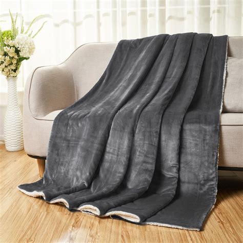 Kawahome Sherpa Luxurious Blanket Full Queen Size Dark Grey Super