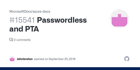 Passwordless And Pta · Issue 15541 · Microsoftdocsazure Docs · Github