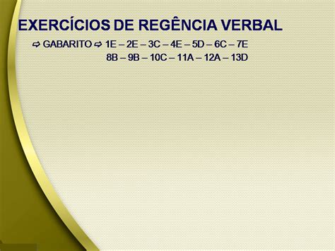 SÓ LINGUAGEM EXERCÍCIOS DE REGÊNCIA VERBAL