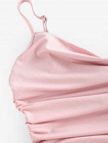52 OFF 2022 ZAFUL Cowl Neck Cinched Crop Slip Tank Top In LIPSTICK