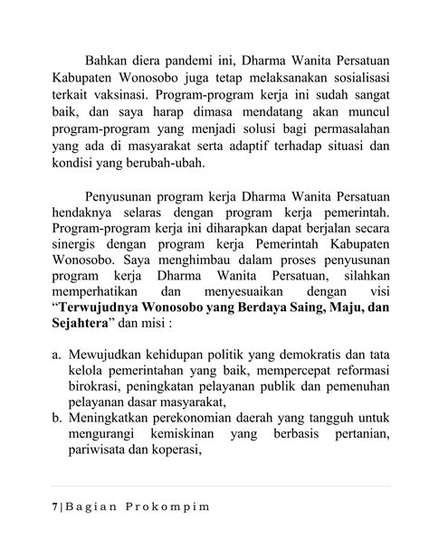 Sambutan Bupati Wonosobo Acara Dharma Wanita Persatuan PDF