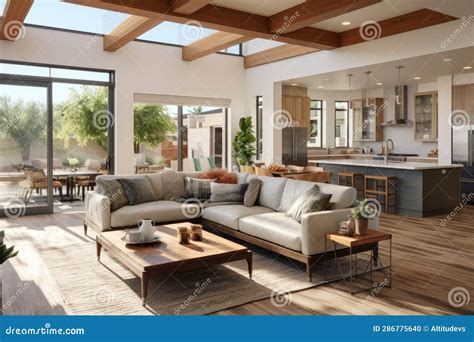 Open Concept Living Space With Ample Natural Light Stock Illustration