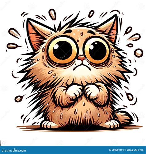 Scaredy Cat Graphic Illustration On White Background Stock Illustration