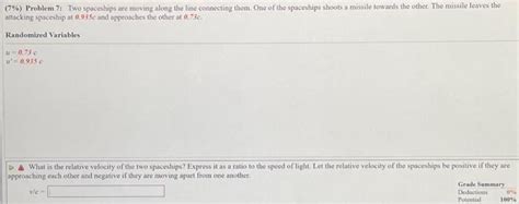 solved 7 problem 7 two spaceships are moving along the