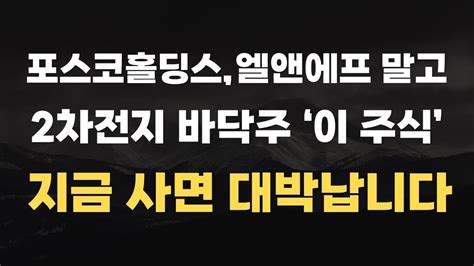 포스코홀딩스 엘앤에프 말고 2차전지 바닥주 이 주식 지금 사면 대박납니다 포스코홀딩스 엘앤에프 포스코케미칼 에코프로 에코프로비엠 2차전지 Lg에너지솔루션