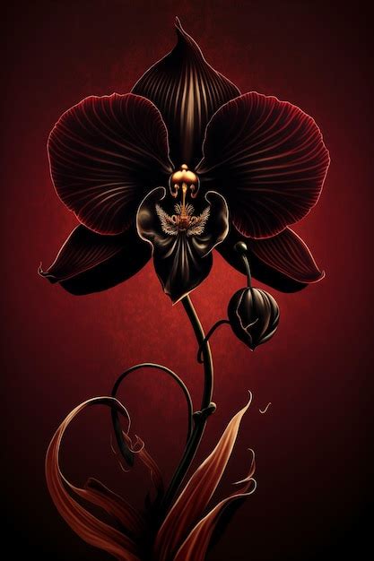 Premium Photo Beautiful Fantasy Black Orchid On Dark Background