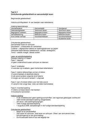 Samenvatting Basiskennis Taalonderwijs Samenvatting Basiskennis