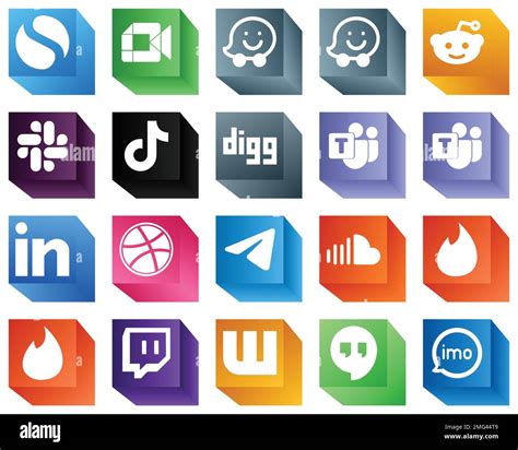 Fully Customizable 3D Social Media Icons 20 Icons Pack Such As Dribbble