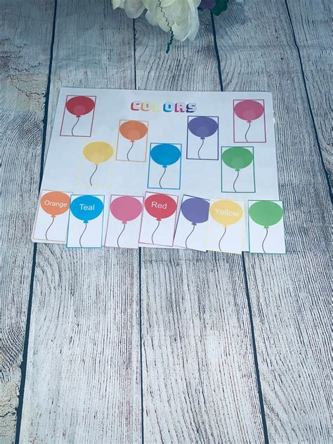 Balloon Color Matching Interactive Activity Busy Work Book Sorting