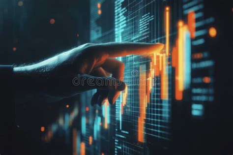 Hand Interacting With A Digital Stock Market Display Stock Illustration Illustration Of