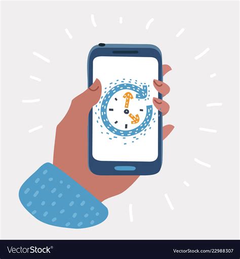 Alarm Clock On Smartphone Screen Wake Up App Vector Image