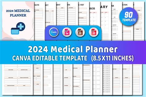 2024 Medical Planner Canva KDP Interiors Graphic By DESIGN DEXTERITY