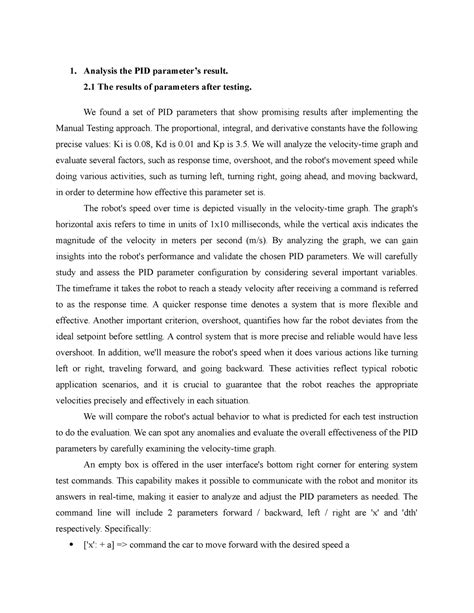 Analysis The Pid Parameter 2 The Results Of Parameters After Testing
