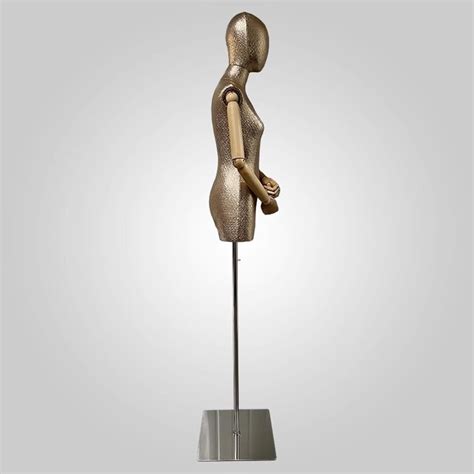 Female Mannequin Torso Dress Form With Head And Posable Wood Arms