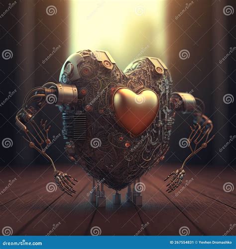 Generative Ai Robot Heart In Cyberpunk Style Futuristic Illustration