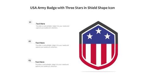 Usa Army Badge With Three Stars In Shield Shape Icon Powerpoint