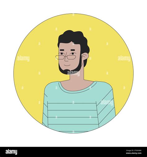 Beard Eyeglasses Adult Man Standing 2d Line Vector Avatar Illustration