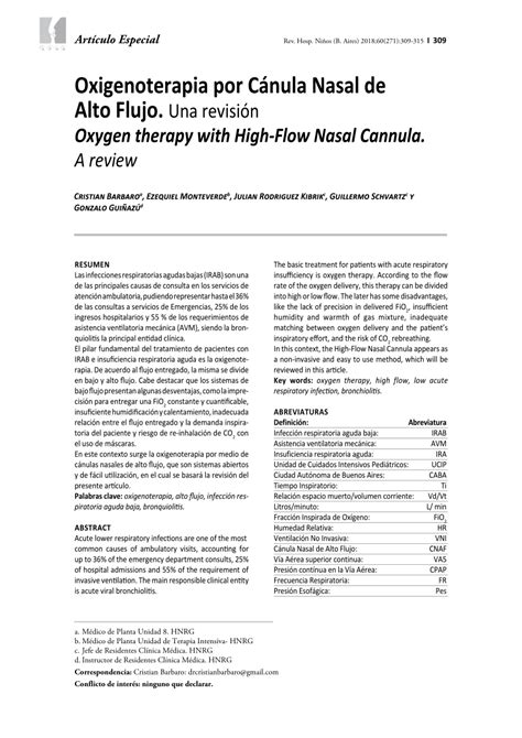 PDF Oxigenoterapia por Cánula Nasal de Alto Flujo Una revisión