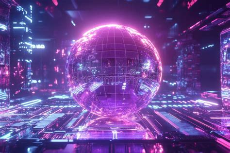 A Mesmerizing Floating Ai Driven Data Sphere Surrounded By Glowing