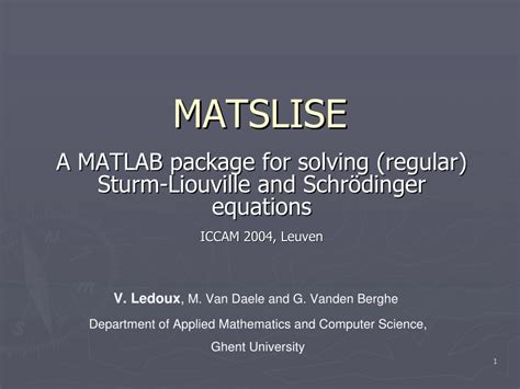Pdf Matslise A Matlab Package For The Numerical Solution Of Sturm