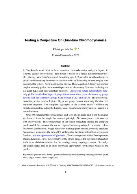 Pdf Testing A Conjecture On Quantum Chromodynamics